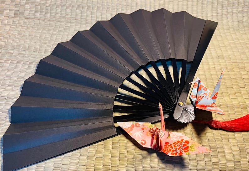 Tessen Japanese Samurai Iron Fan (black, Large Size 19.7 Inch) – With ...