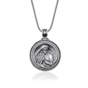 Holy Virgin Mary Religious Necklace, Saint Charm, Mary Cross Necklace ...