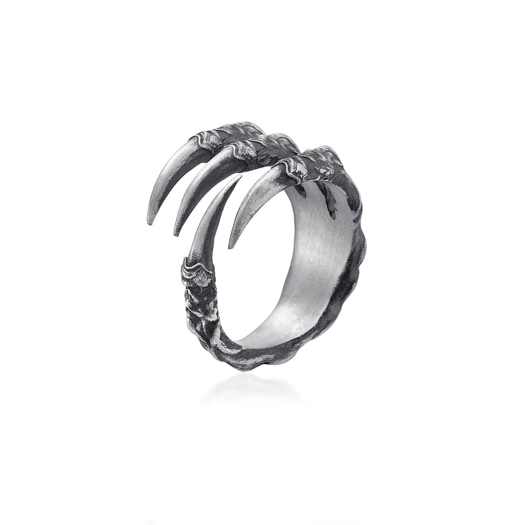 Sterling Silver Dragon Claw Ring, Gothic Statement Jewelry, Handmade ...