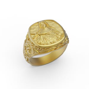 Saint Rita of Cascia Square Signet Ring, Unique Religious Ring ...