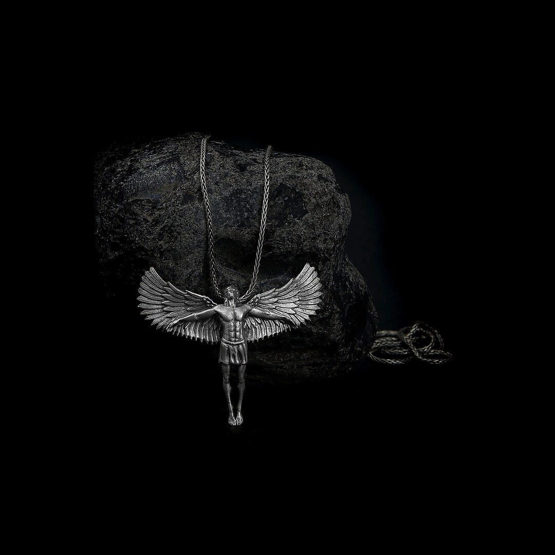 Man Angel Body Necklace, 925 Sterling Silver, Angel Wings, Angel Wing ...