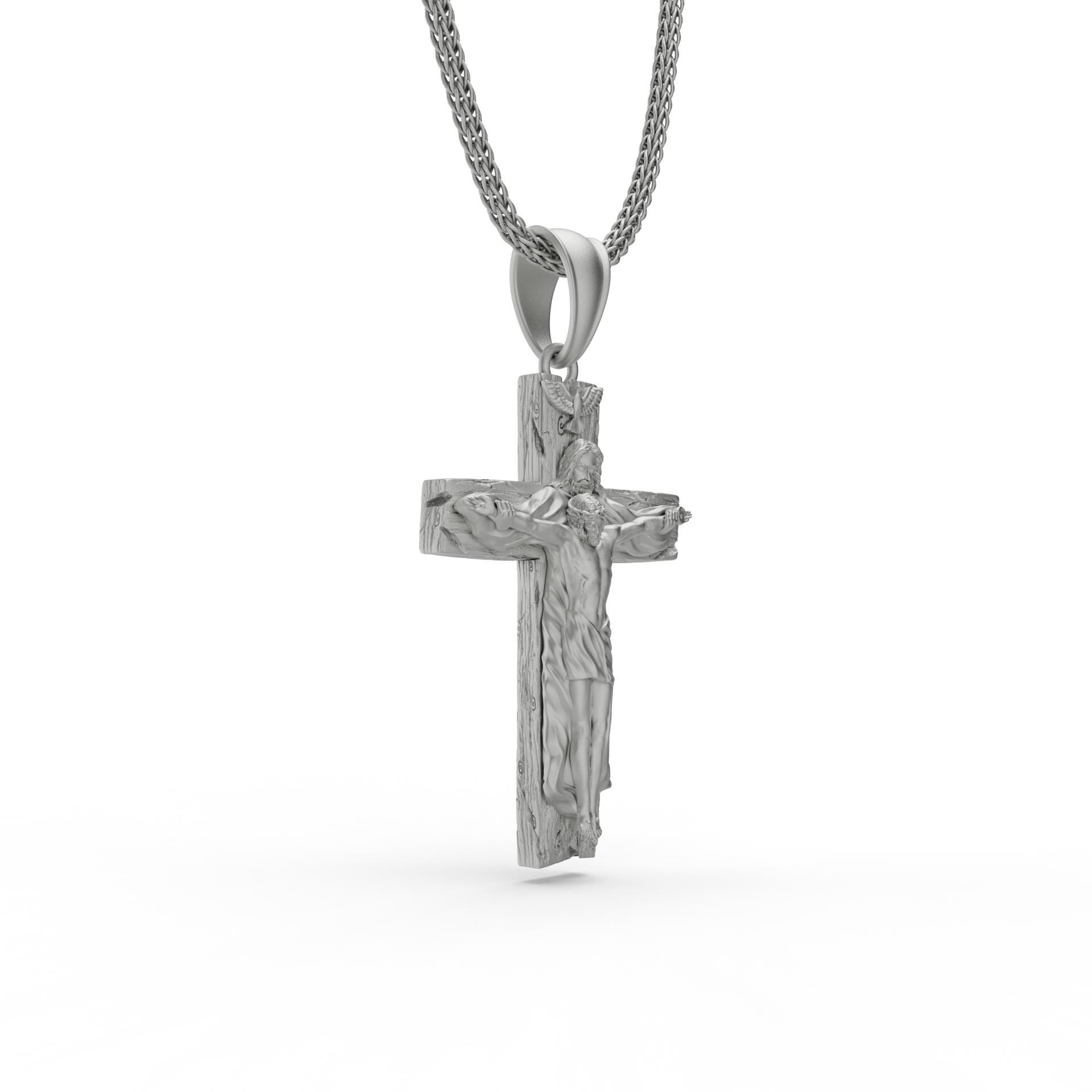Handmade Holy Trinity Crucifix Necklace, Unique Mens Cross Necklace in ...