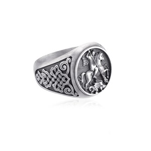 Saint George Signet Ring, Sterling Silver Christian Jewelry, St George ...
