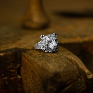Tiger Head Ring, Animal Ring, Animal Jewelry, Lion Ring, Realistic ...