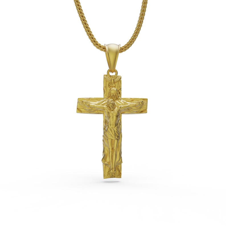 Handmade Holy Trinity Crucifix Necklace, Unique Mens Cross Necklace in ...