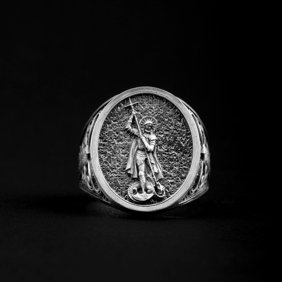 St Michael the Archangel Ring, Catholic Mens Ring, Archangel Michael ...