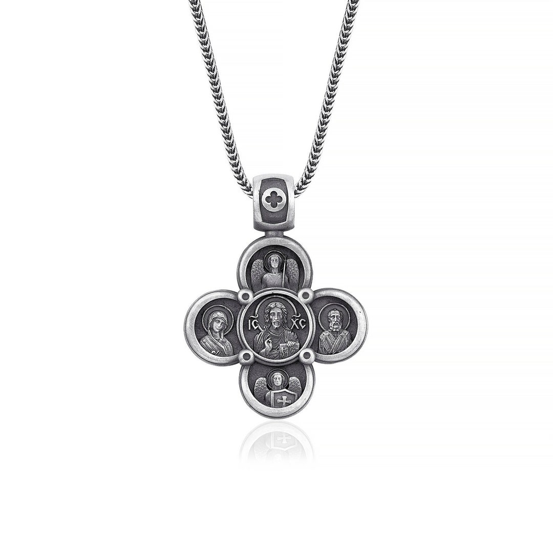 Jesus Christ Savior Saints Archangels Cross Necklace, Religious Gift ...