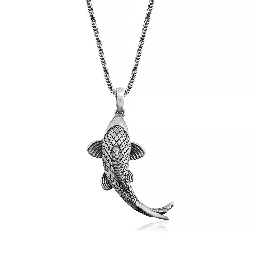 Silver Koi Fish Necklace, Japanese Koi Fish Pendant, Sea Animal Pendant ...