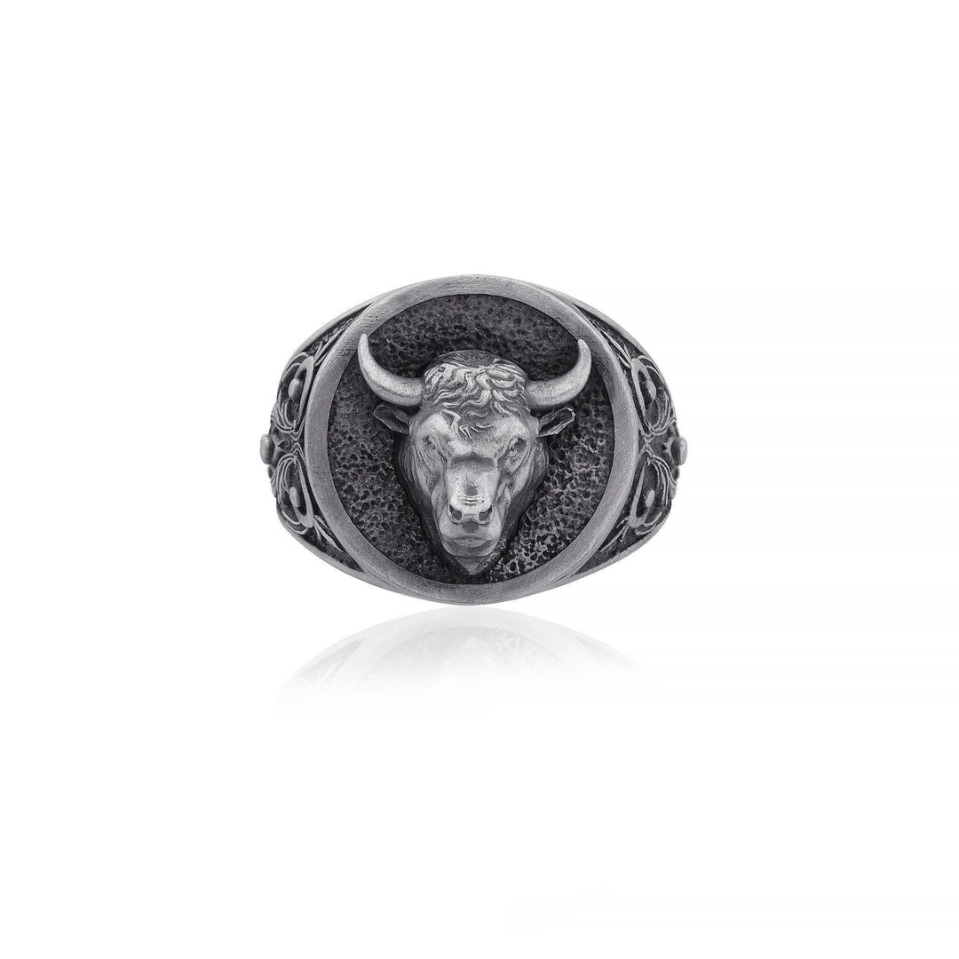 Taurus Bull Head Ring, Taurus Ring, Biker Ring , Boyfriend Ring, Animal ...