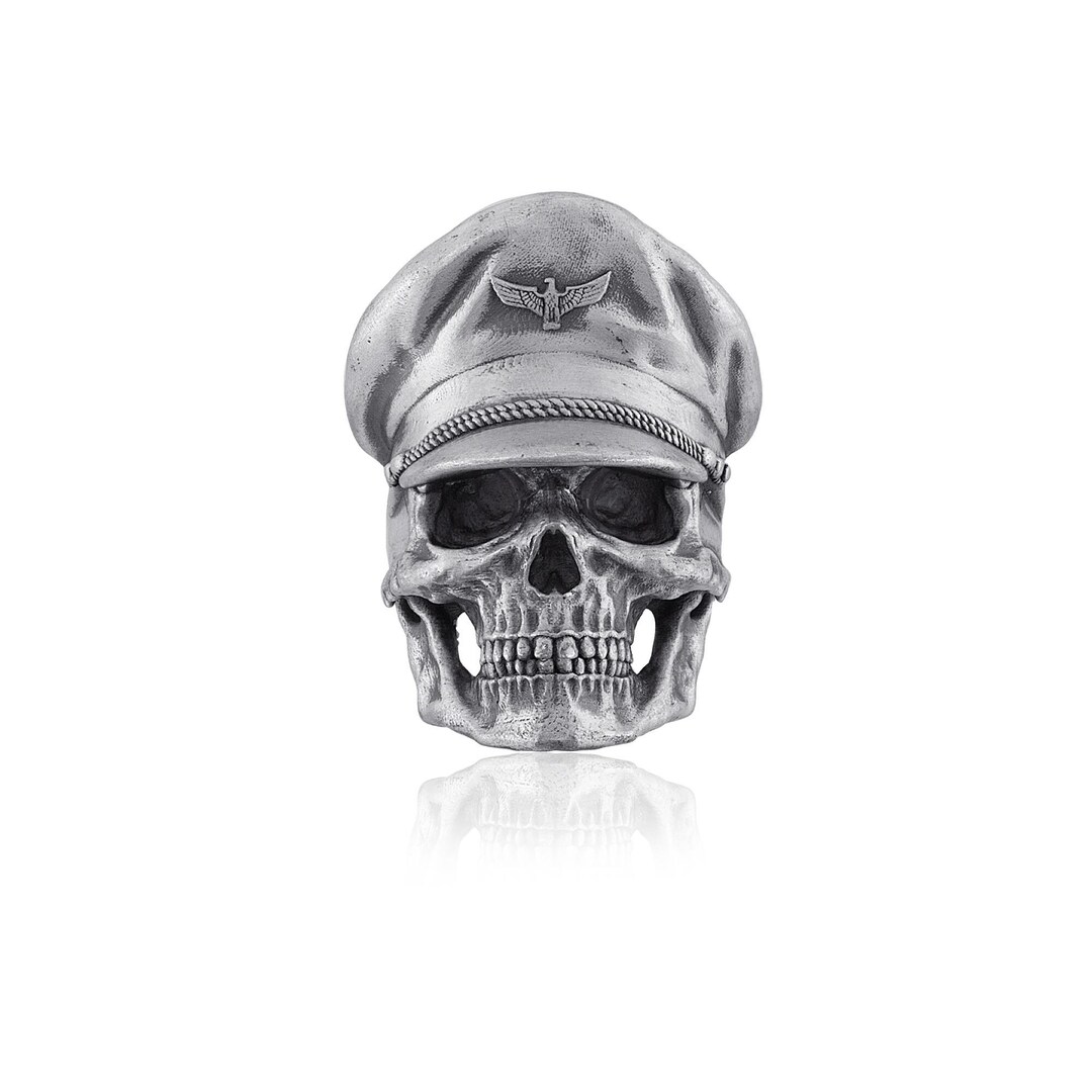 Biker Skull Sterling Silver Ring, Skull Punk Signet Ring, Handmade ...