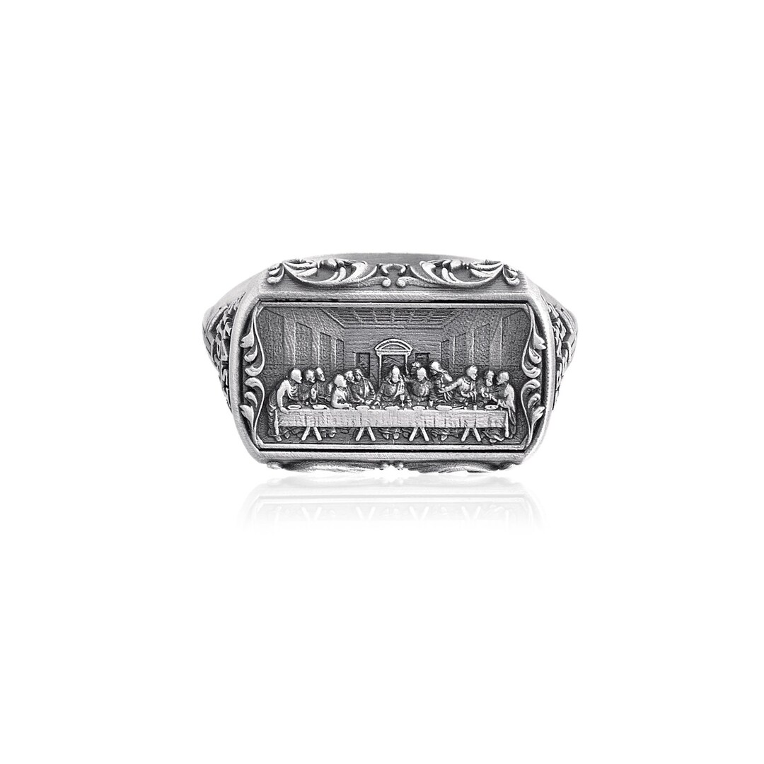 The Last Supper Silver Ring, Jesus Christ Signet Band, Christian ...