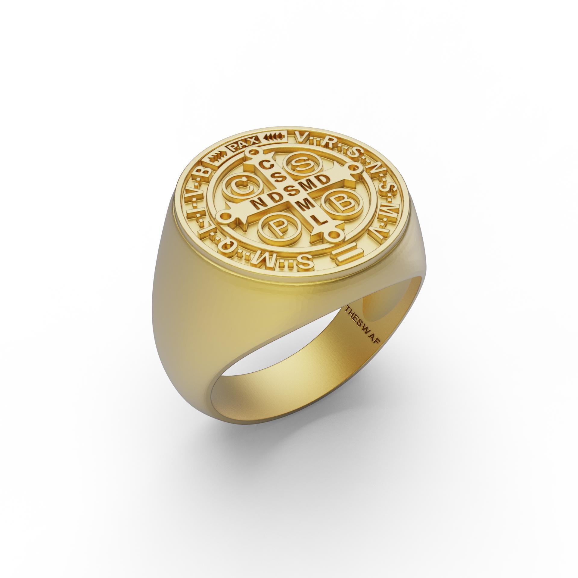 St Benedict Medal Signet of Exorcism Cross Ring, Antique Faith Ring in ...