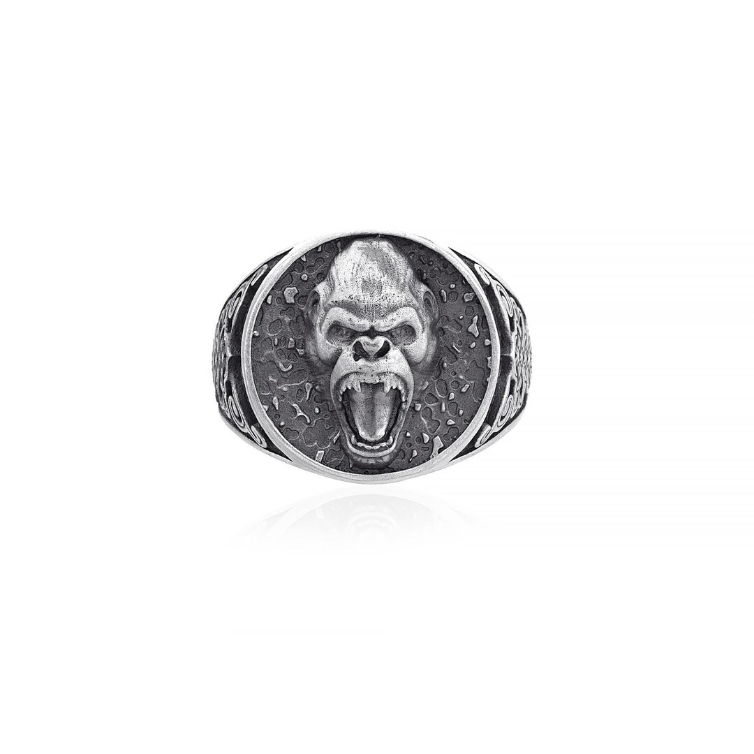 Gorilla Head Ring, Animal Head Ring, Animal Ring, Gorilla Ring, Animal ...