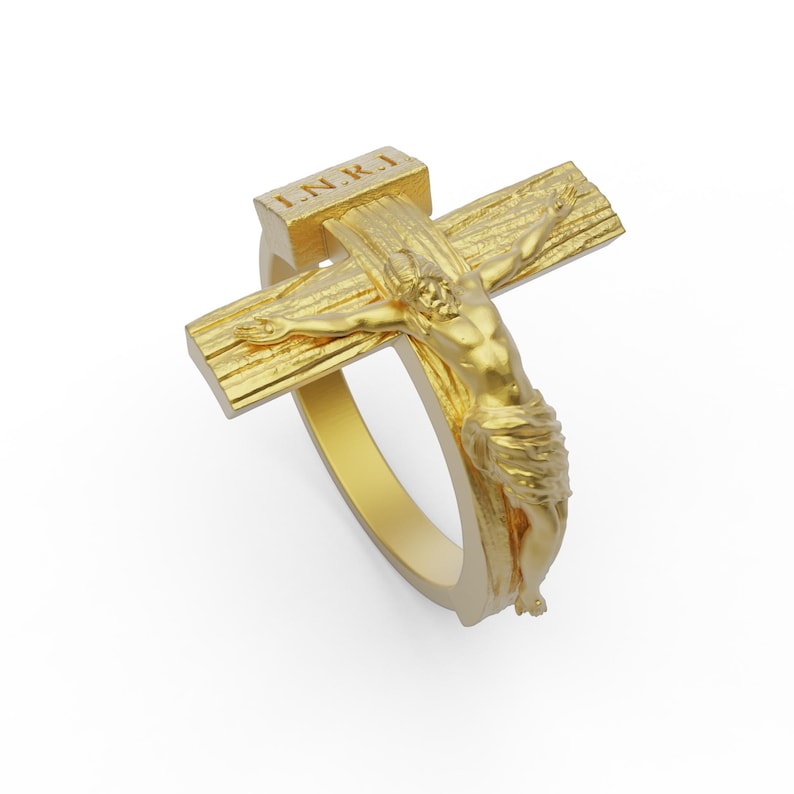 Sterling Silver Crucifix Ring, Jesus Christ Crucifix Cross, Handmade ...
