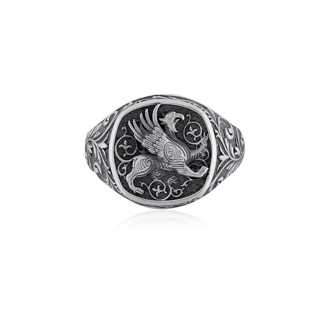 Griffin Unique Signet Ring, Greek Mythology Ring, Griffin Ring, Gryphon ...