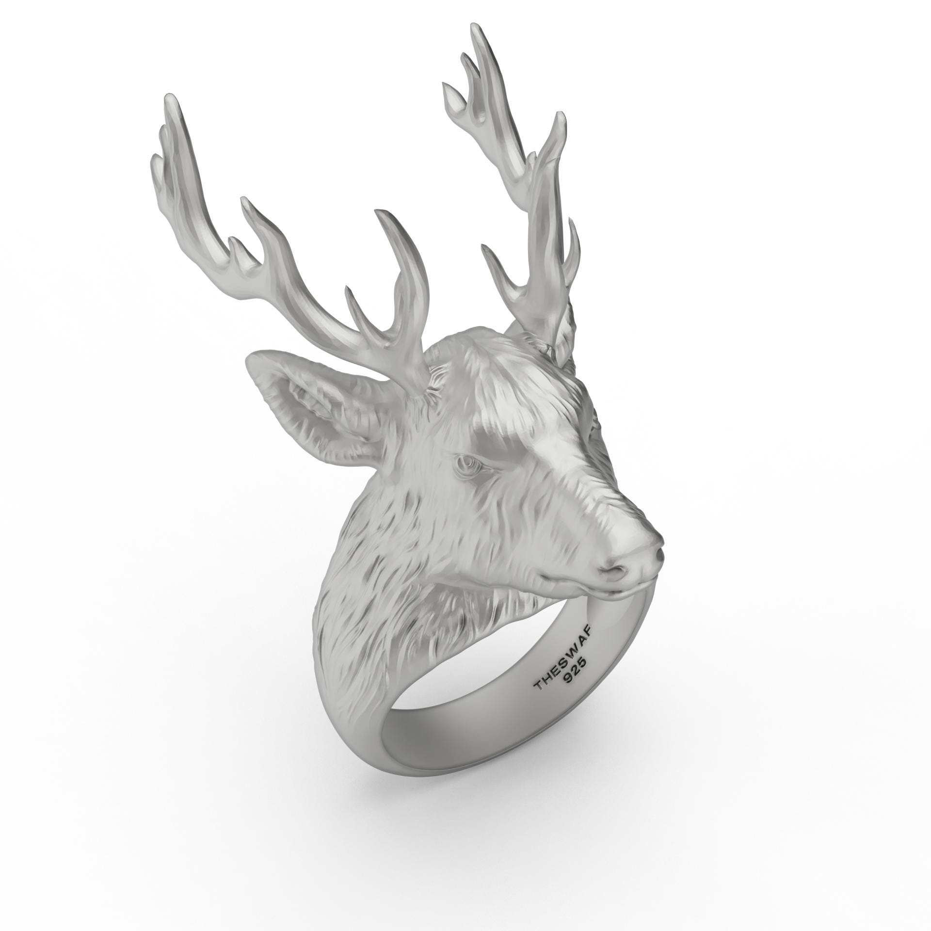 Deer Head Ring, Animal Ring, Deer Skull Sterling Silver Ring, Deer ...