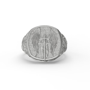 St Michael the Archangel Signet Ring, Sterling Silver Archangel Ring ...