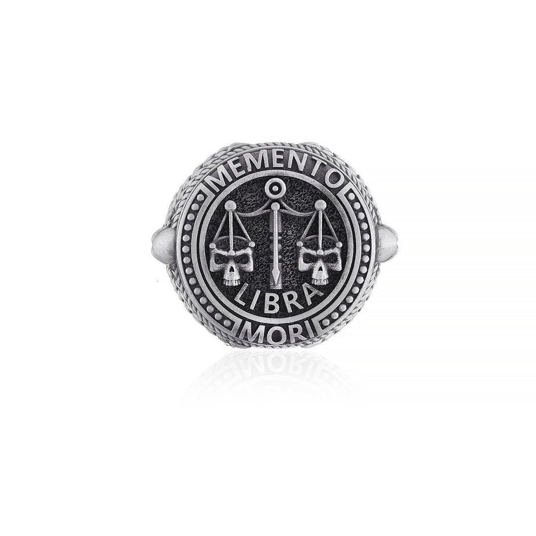 Libra Memento Mori Ring, Zodiac Signet Ring for Boyfriend, Libra ...