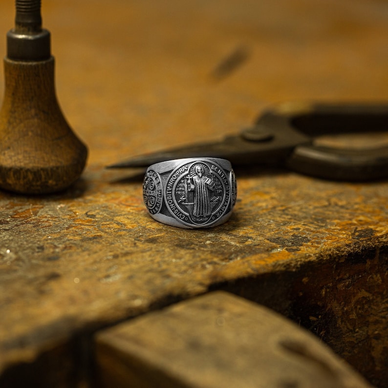 St Benedict Medal Ring Christian Gift Cross Ring Christian - Etsy
