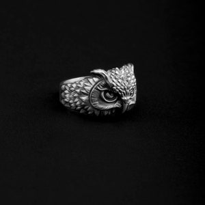 Owl Head Ring, Bird Head Ring, Owl Ring, Silver Bird Ring, Mens Animal ...