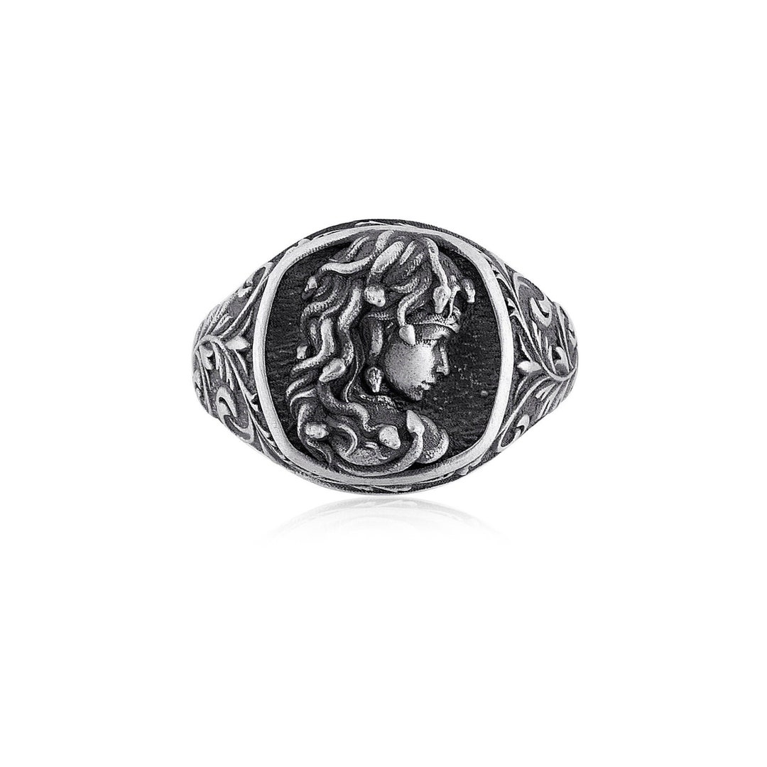 Gordon Medusa Head Signet Ring, Greek Mythology, Sterling Silver Square ...