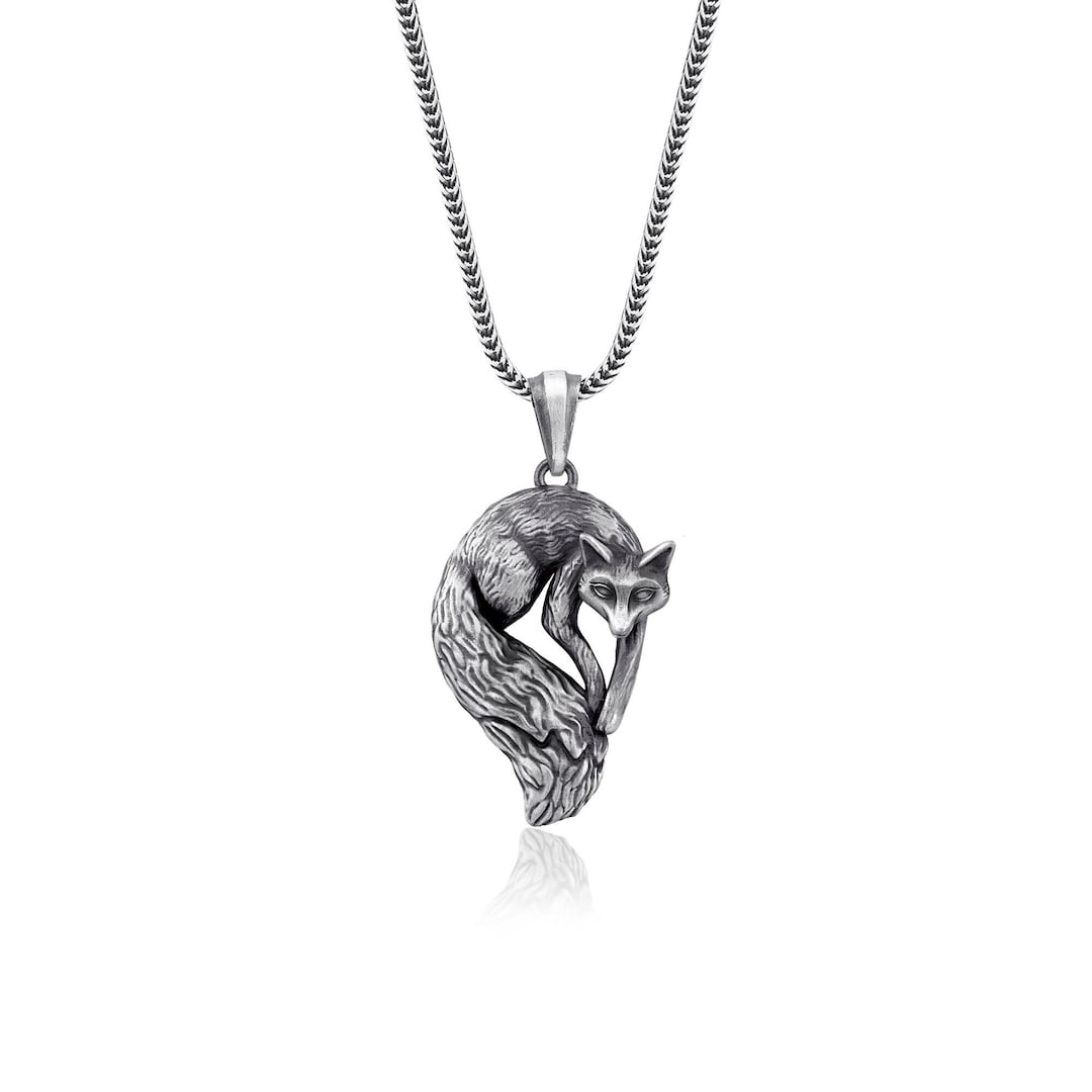 Fox Silver Necklace, Best Fox Oxidized Silver Pendant, Fox Charm With ...