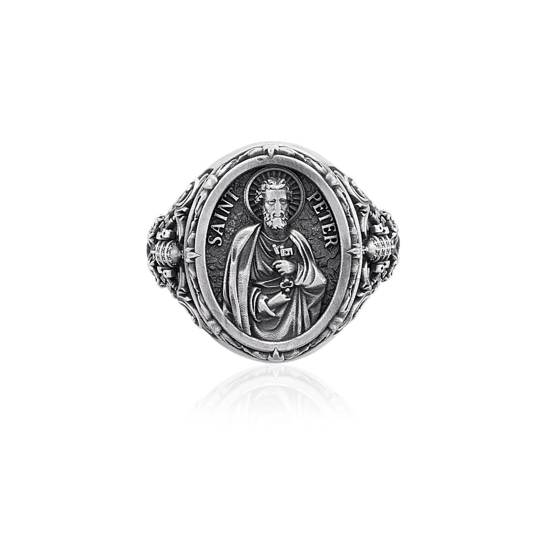 Saint Peter Signet Ring, Sterling Silver Christian Jewelry, Apostle ...