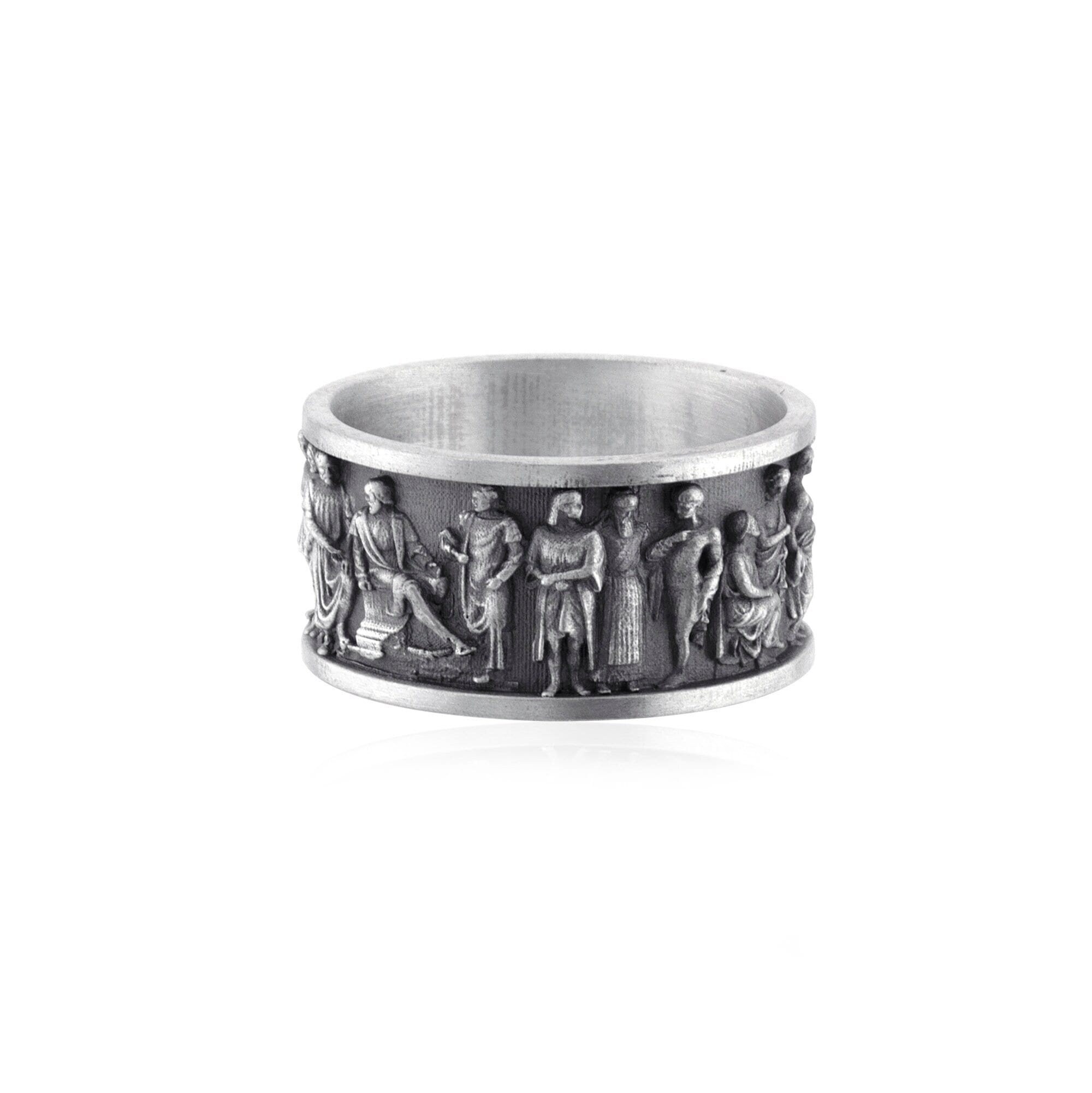Ancient Greek Detail Band Ring, Heavy Stylish Band Ring, Mythology Ring ...
