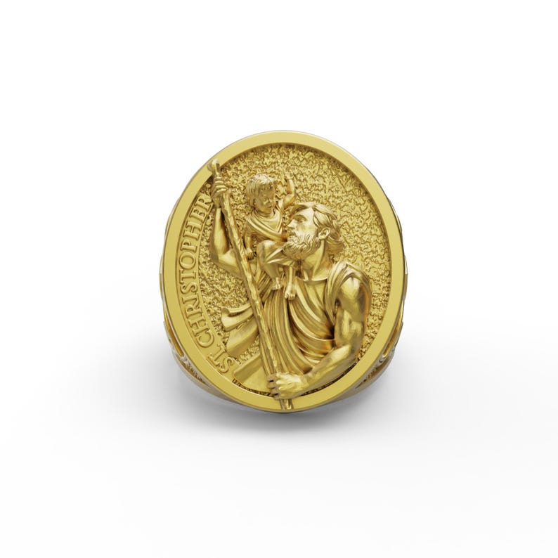 Saint Christopher Religious Ring, Chevalier Ring, Heavy Ring, St ...