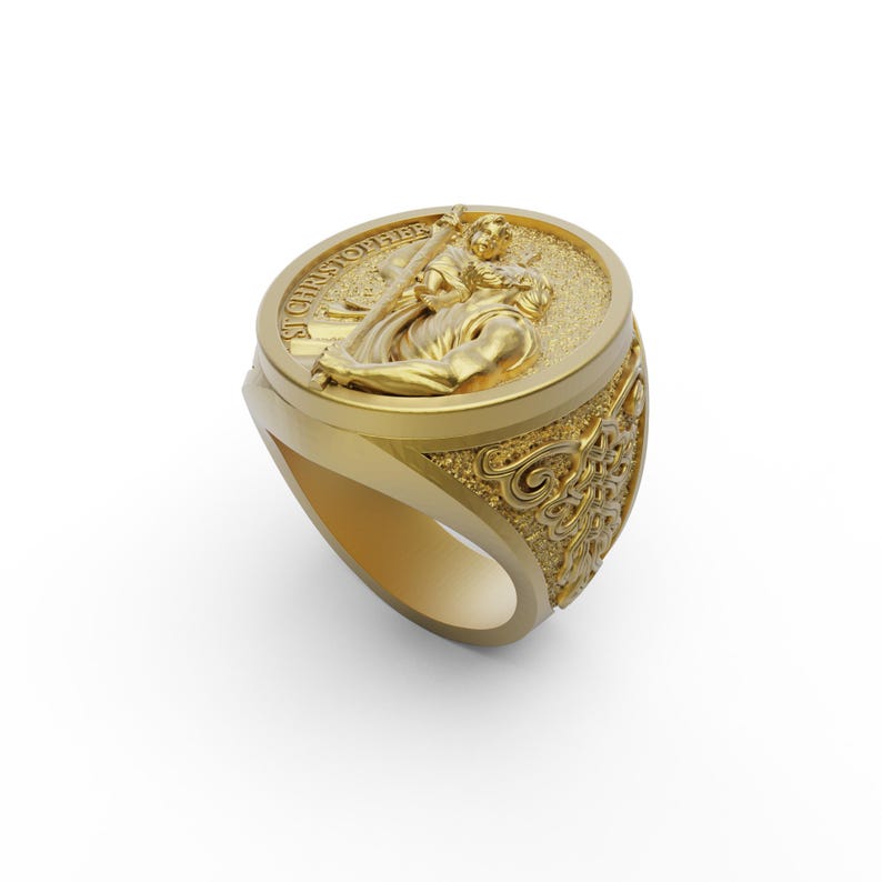 Saint Christopher Religious Ring, Chevalier Ring, Heavy Ring, St ...