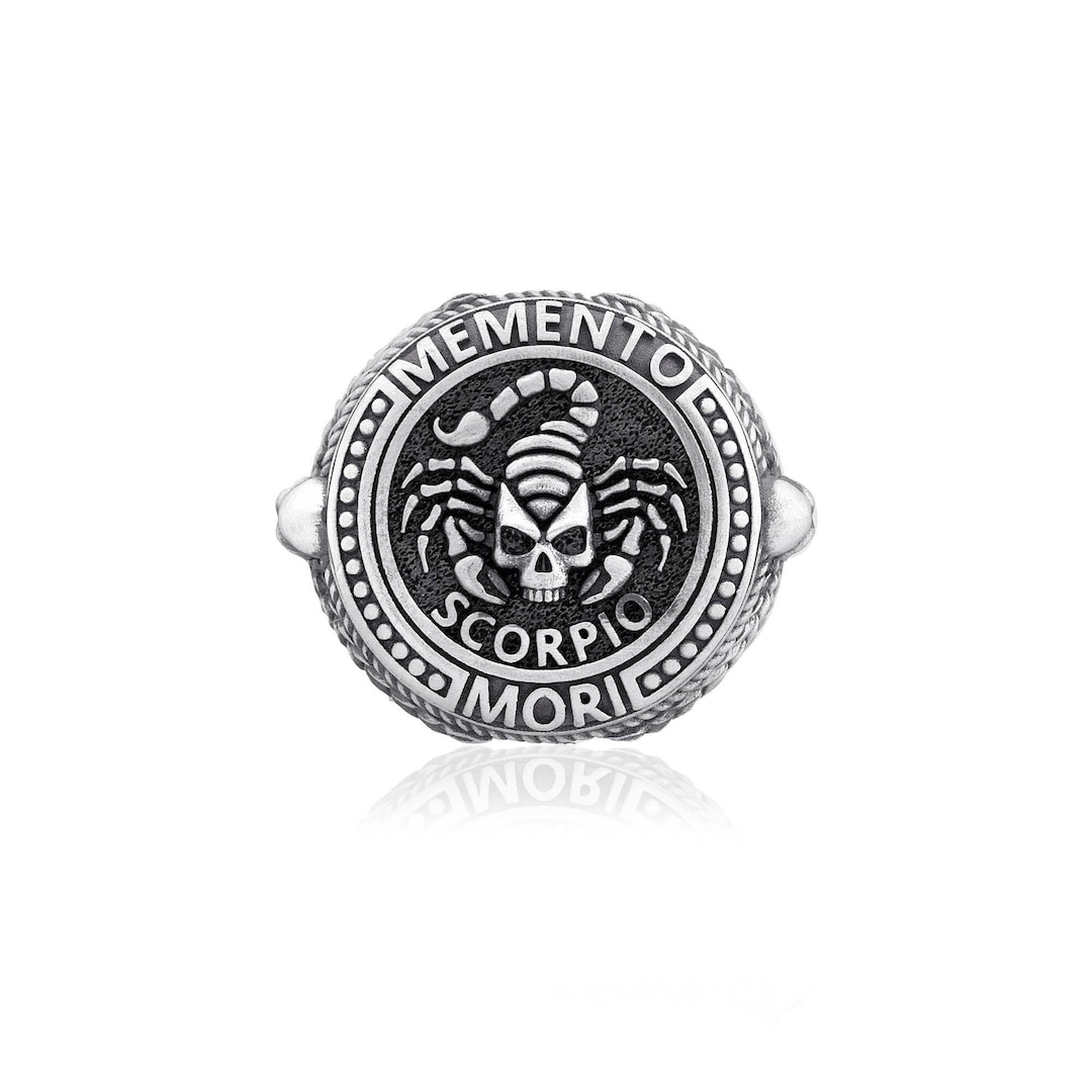 Scorpio Memento Mori Sterling Silver Signet Ring, Zodiac Signet Ring ...