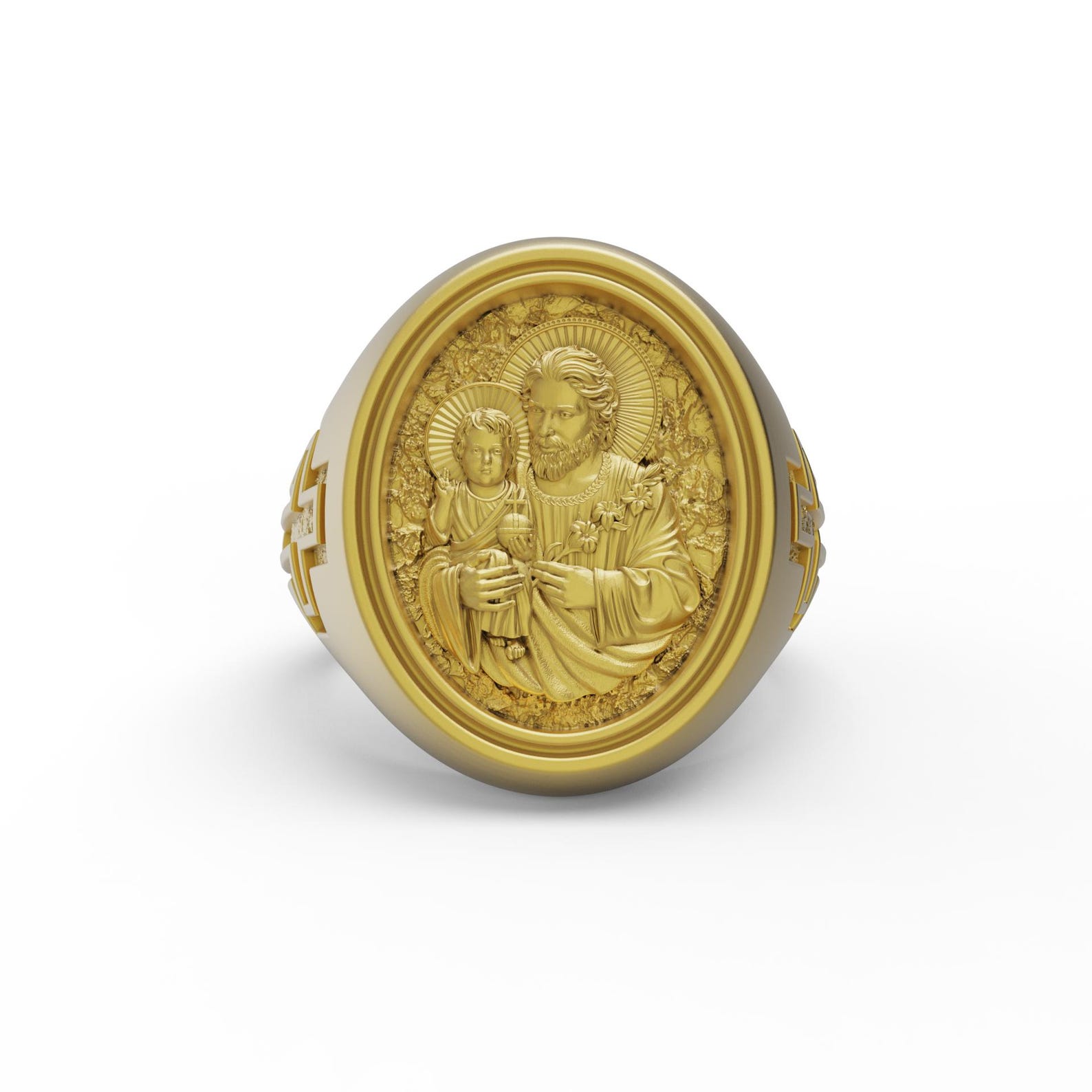 Saint Joseph Religious Ring, Coat of Arms Ring, Crest Ring, Family ...