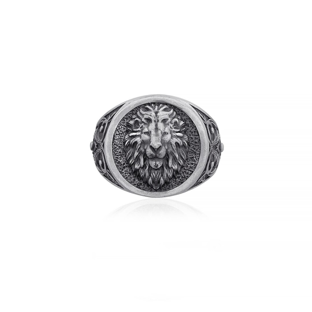 Octagon Lion Head Ring, Animal Ring, Lion Head Ring, Octagon Ring, Lion ...