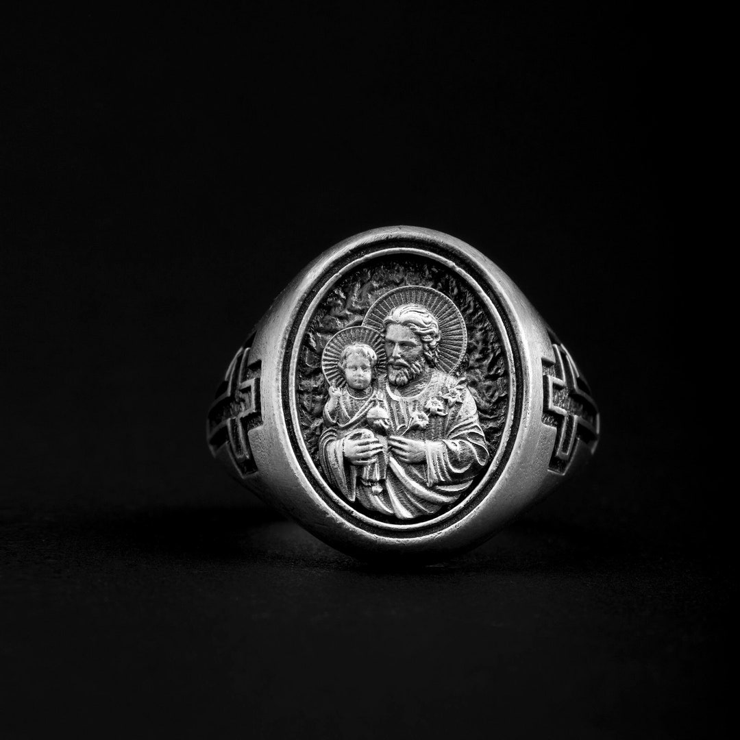 Saint Joseph Religious Ring Coat of Arms Ring Crest Ring - Etsy