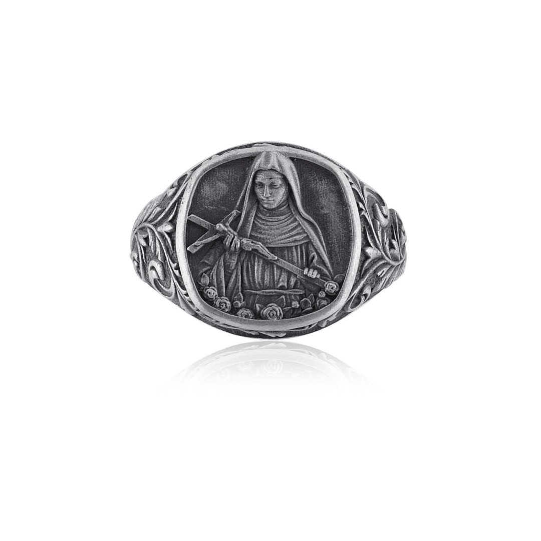 Saint Rita of Cascia Square Signet Ring, Unique Religious Ring ...