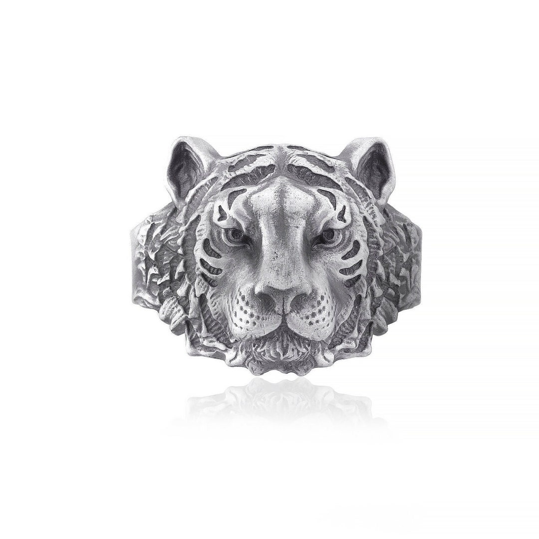 Tiger Head Ring, Animal Ring, Animal Jewelry, Lion Ring, Realistic ...