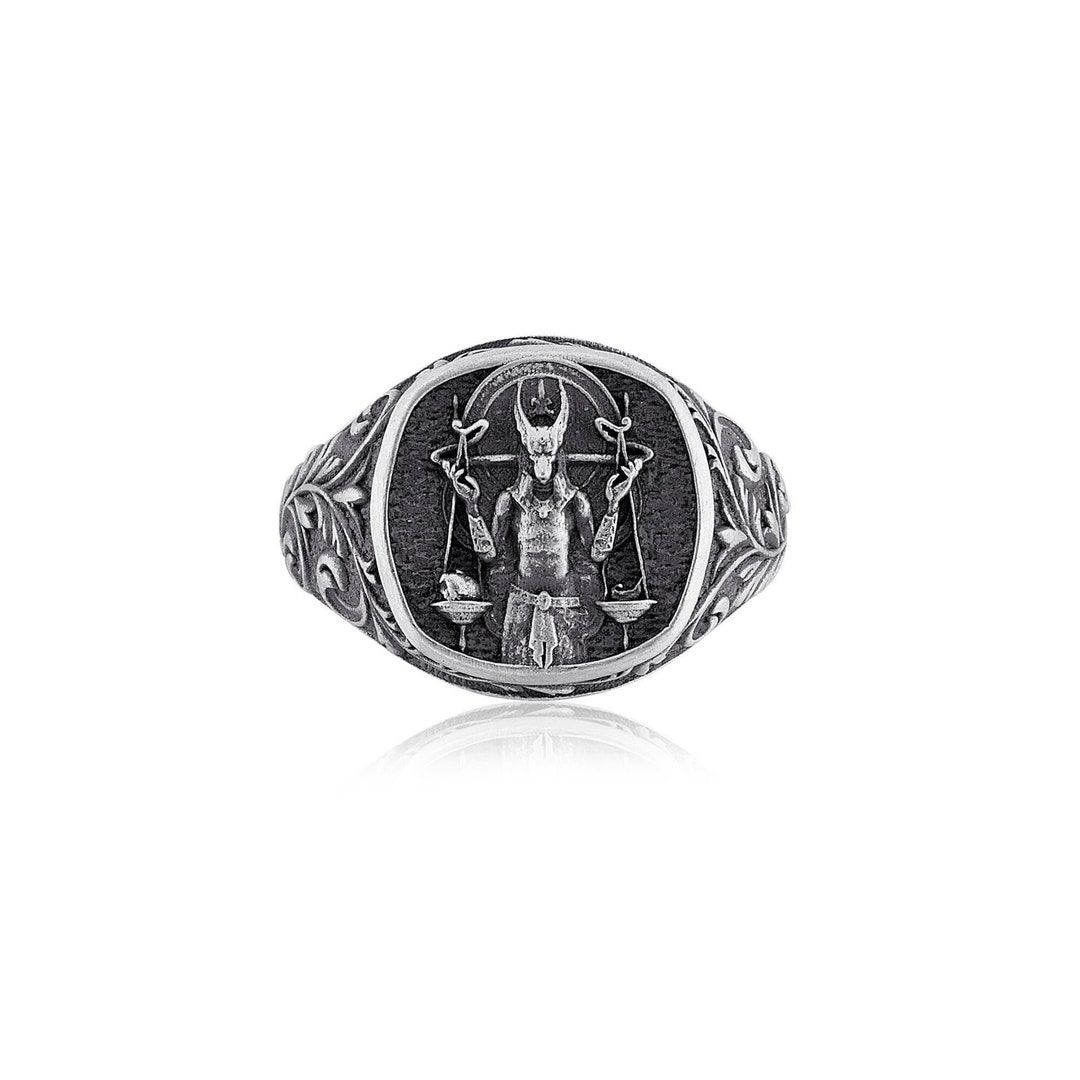 Anubis Egyptian Square Signet Mens Ring, Egyptian Signet Ring, Ancient ...