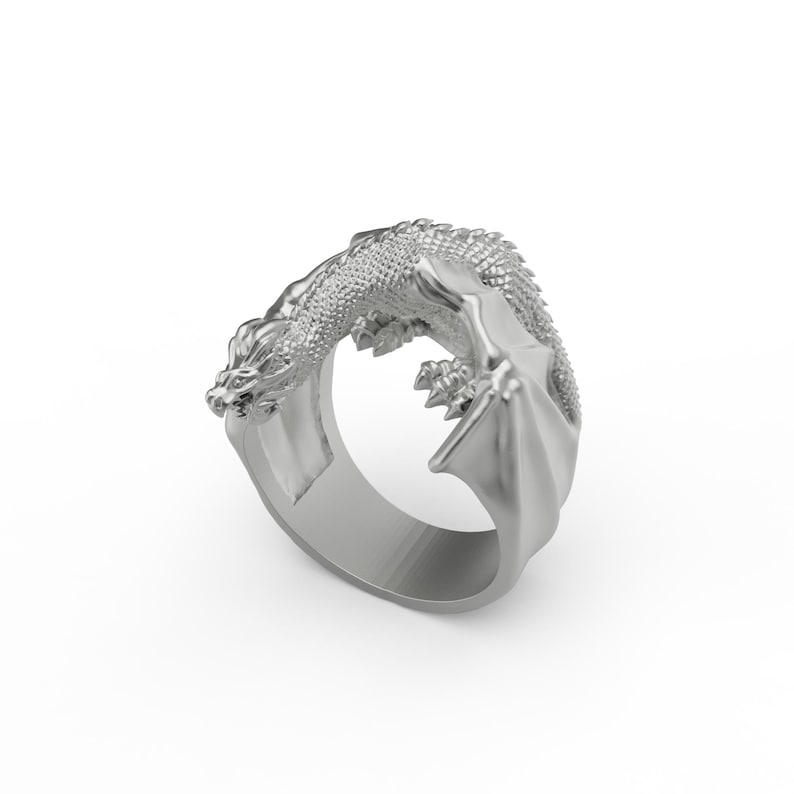 Winged Dragon Sterling Silver Ring, Flying Gragon Ring, Dragon ...