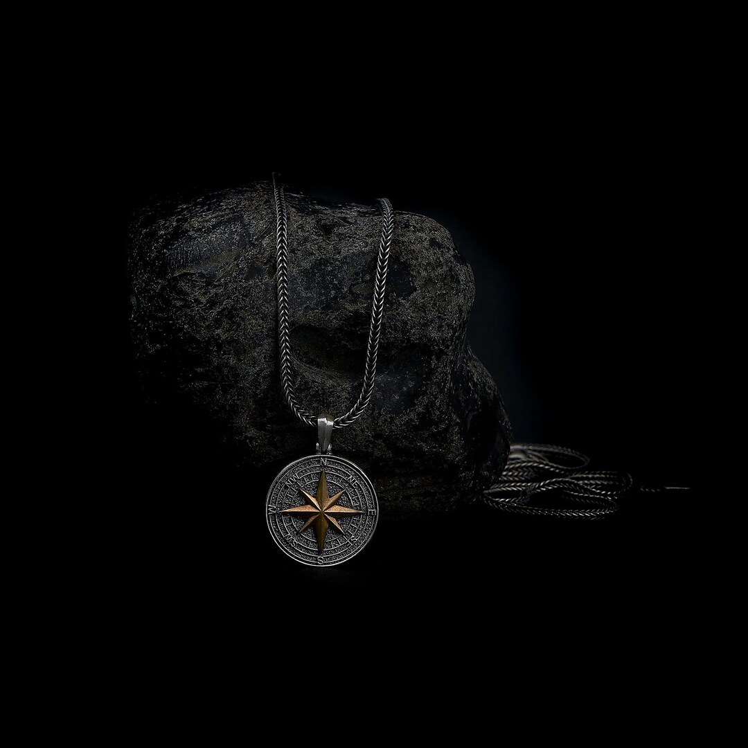 Compass North Star Necklace, Compass Pendant, Compass, Silver and ...