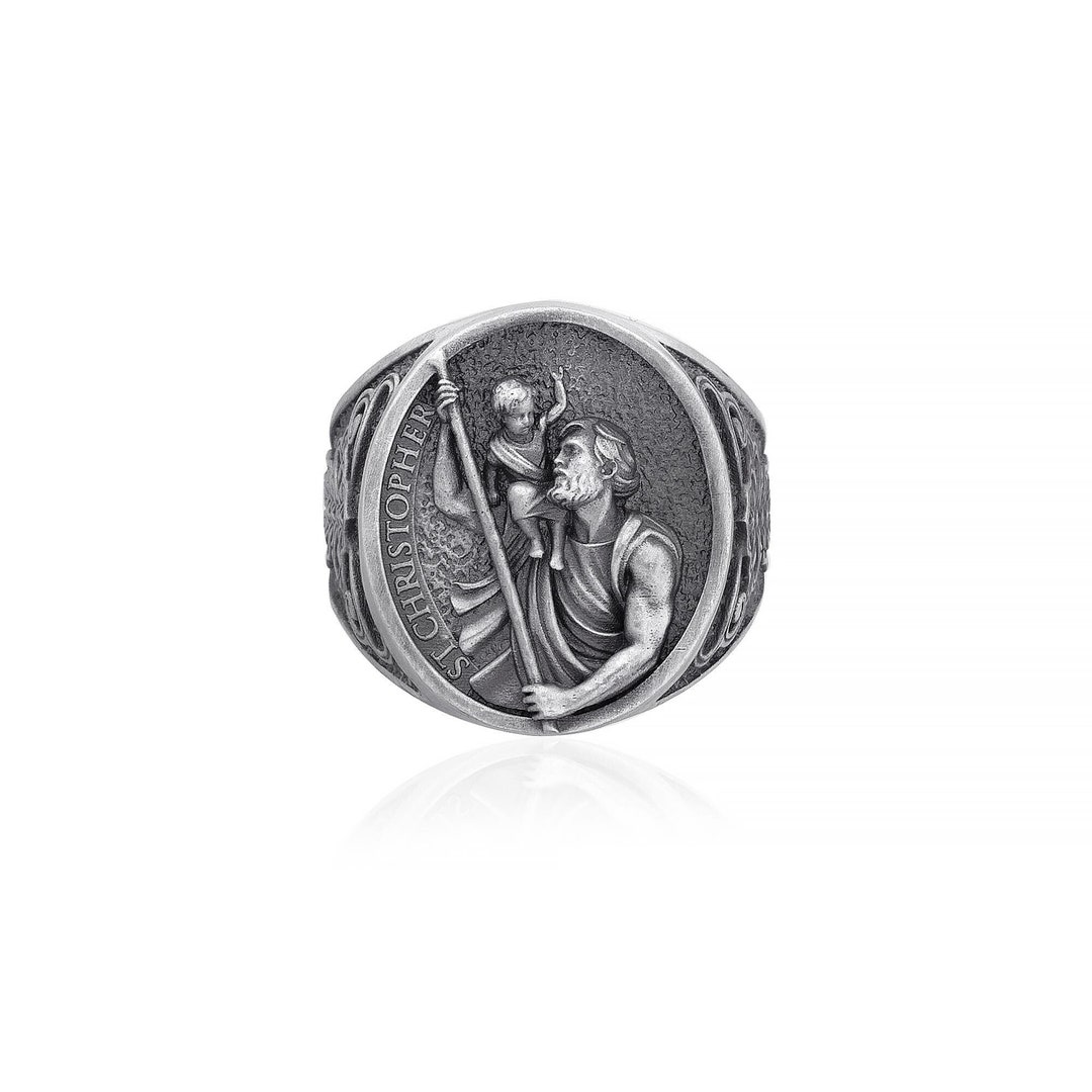 Saint Christopher Religious Ring, Chevalier Ring, Heavy Ring, St ...