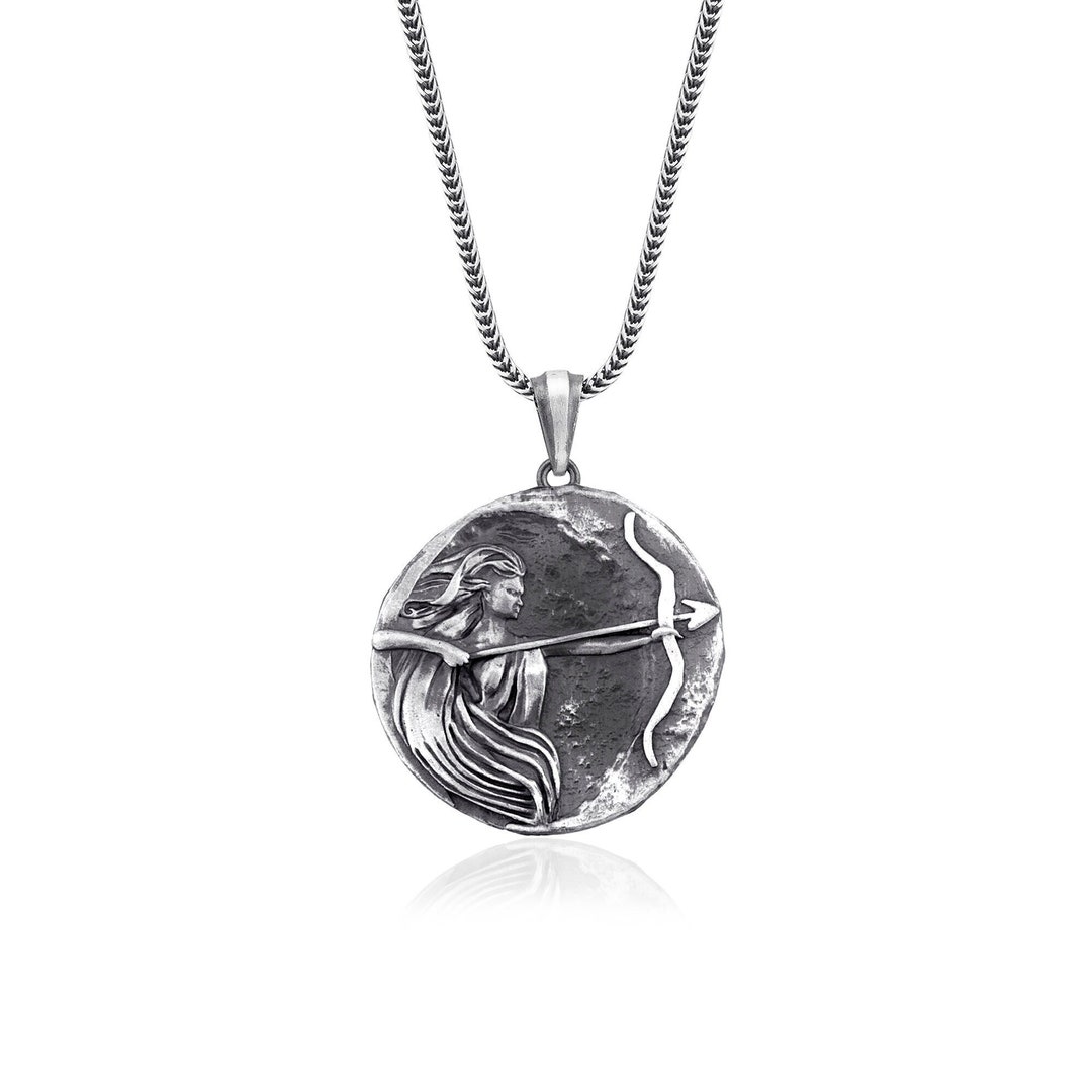 Artemis Charm Silver Necklace, Greek Mythology Goddess Necklace, Dainty ...