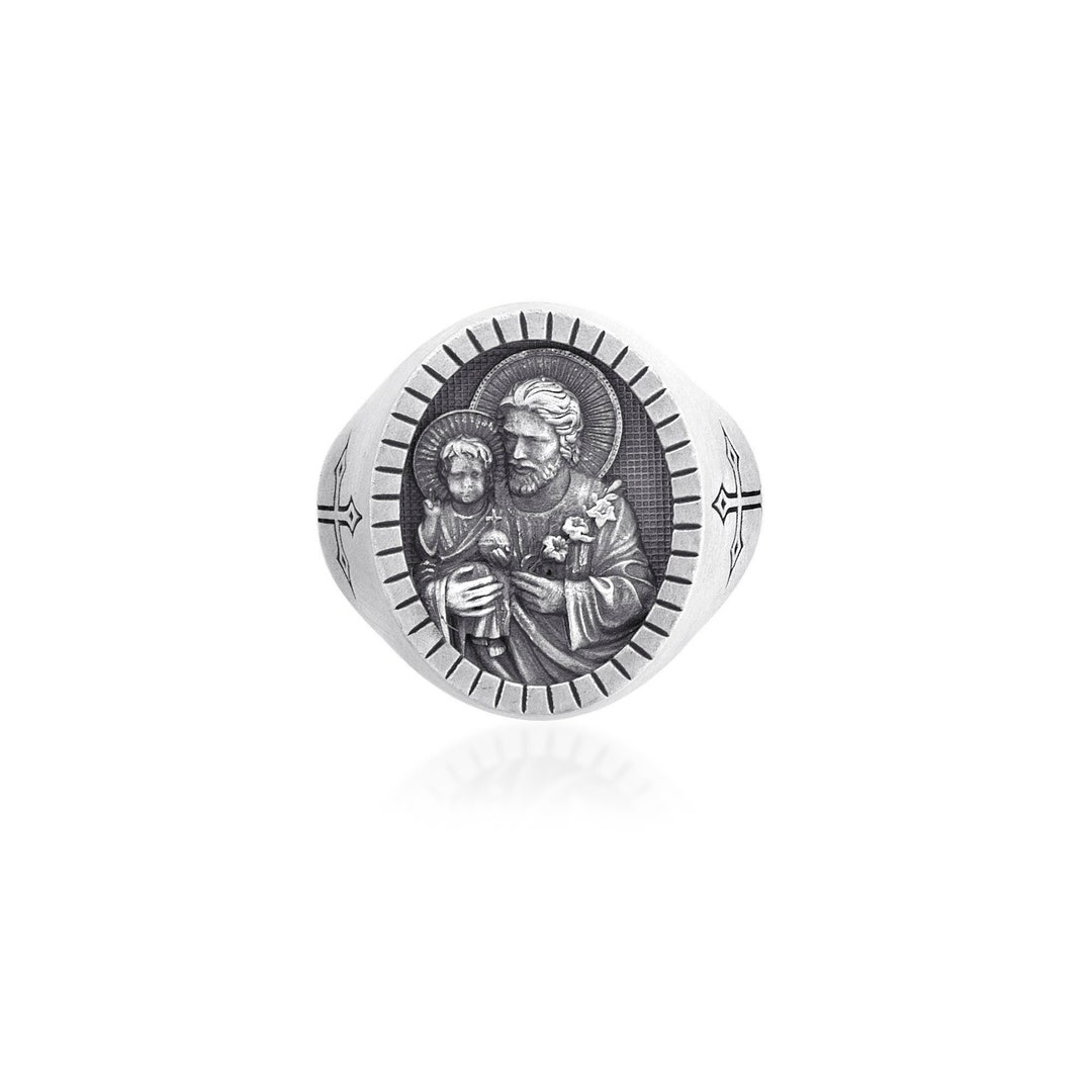 Saint Joseph Signet Ring for Men, Christian Jewelry, Ring Gift for ...