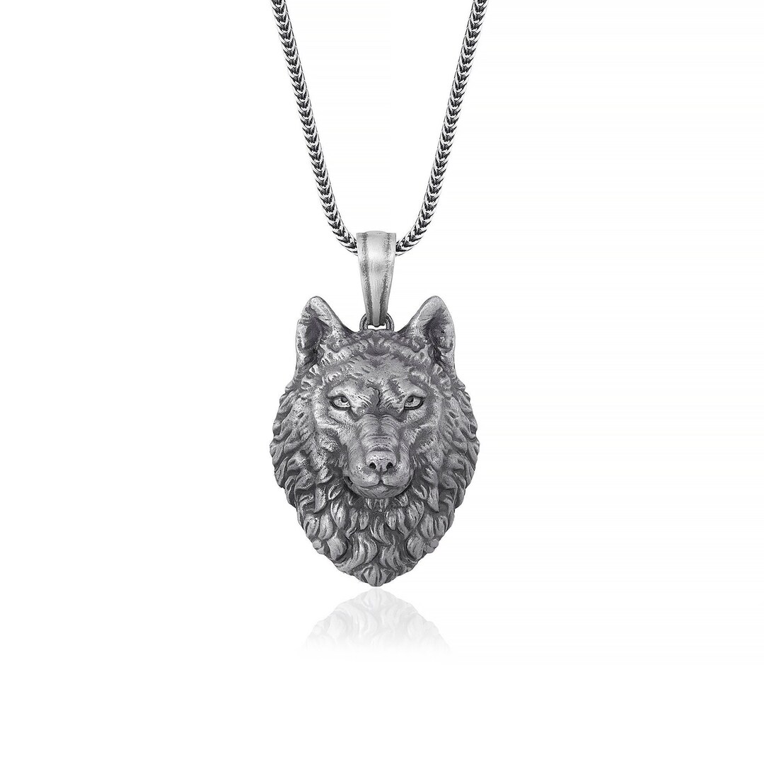 Wild Wolf Head Necklace, Wolf Jewelry, Animal Jewelry, Silver Wolf ...