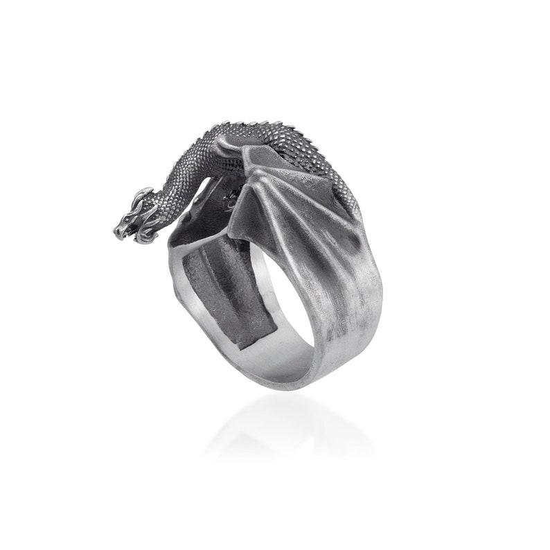 Winged Dragon Sterling Silver Ring, Flying Gragon Ring, Dragon ...