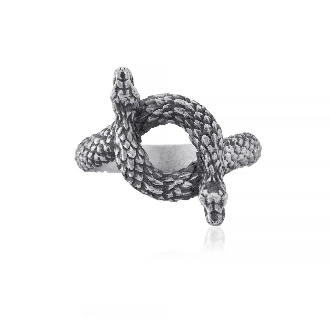 Two Head Snake Sterling Silver Ring, Animal Rings, Double Snake Ring ...