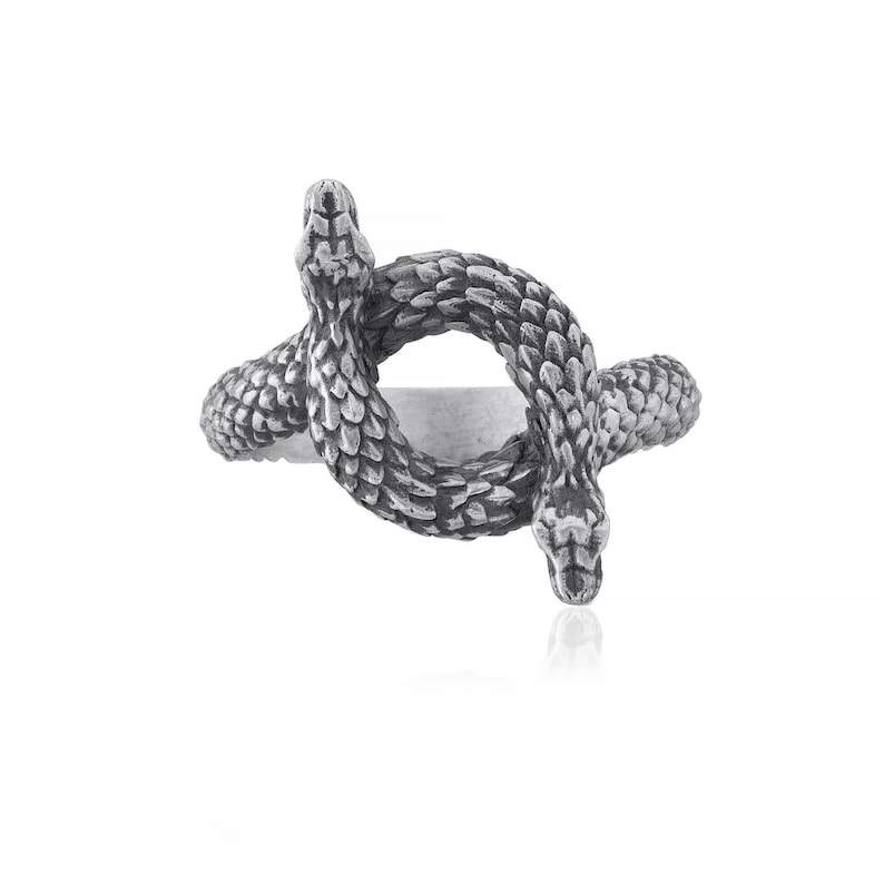 Two Head Snake Sterling Silver Ring, Animal Rings, Double Snake Ring ...