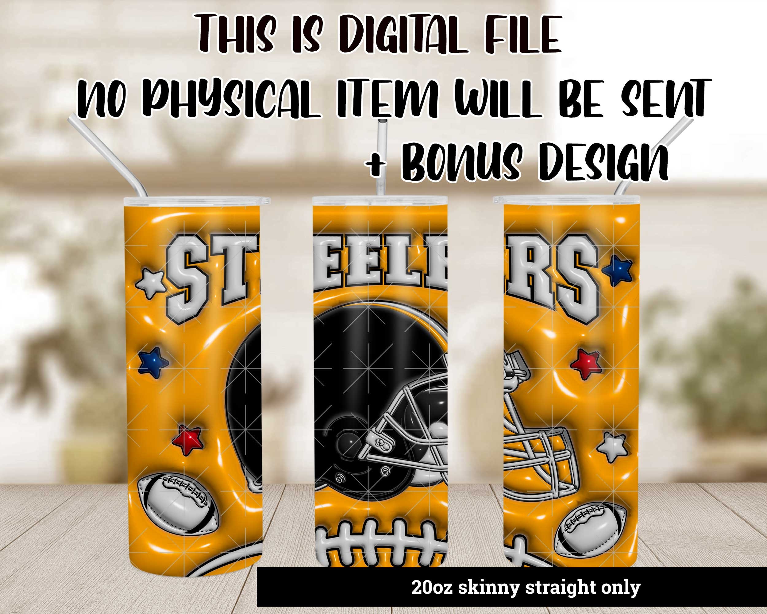 3D Inflated Steelers Football Team 20oz Tumbler Wrap PNG Sublimation 3D ...