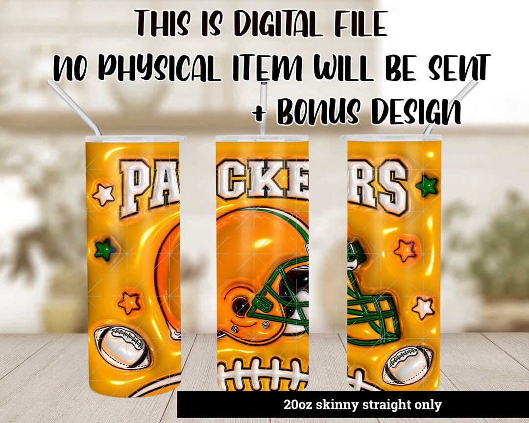 3D Inflated Packers Football Team 20oz Tumbler Wrap PNG Sublimation 3D ...