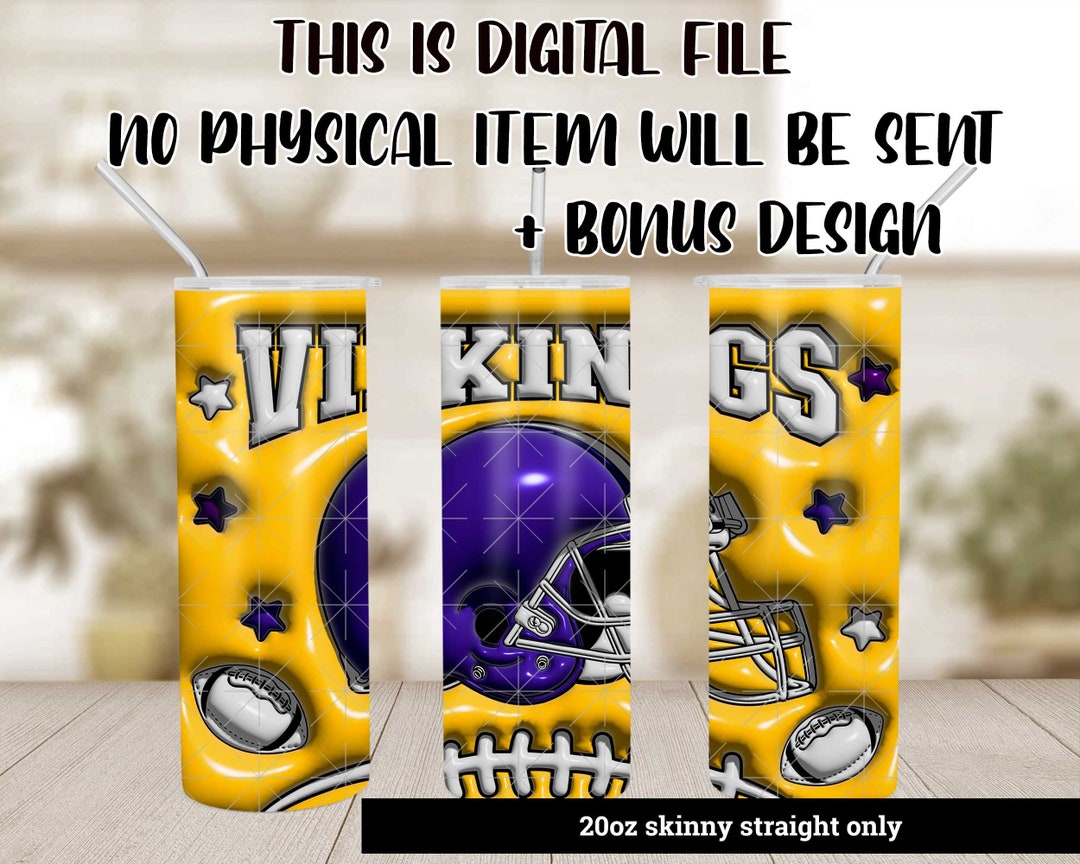 3D Inflated Vikings Football Team 20oz Tumbler Wrap PNG Sublimation 3D ...