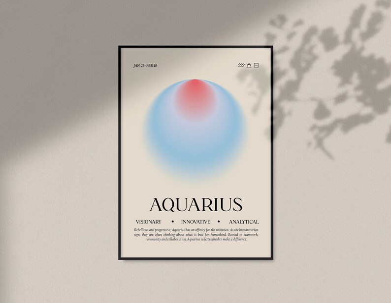 Aquarius Zodiac Posters • Star Sign Decor • Zodiac Aura Prints • Star ...
